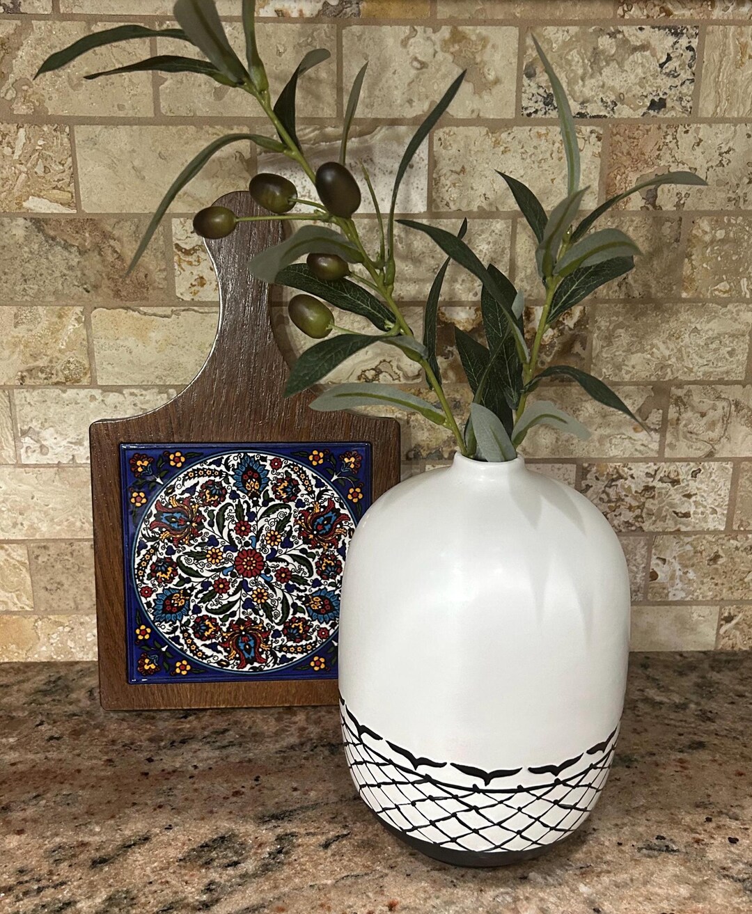 Hand Painted 8”x5 Ceramic Vase. Keffiyeh Tradition Palestine Design ...