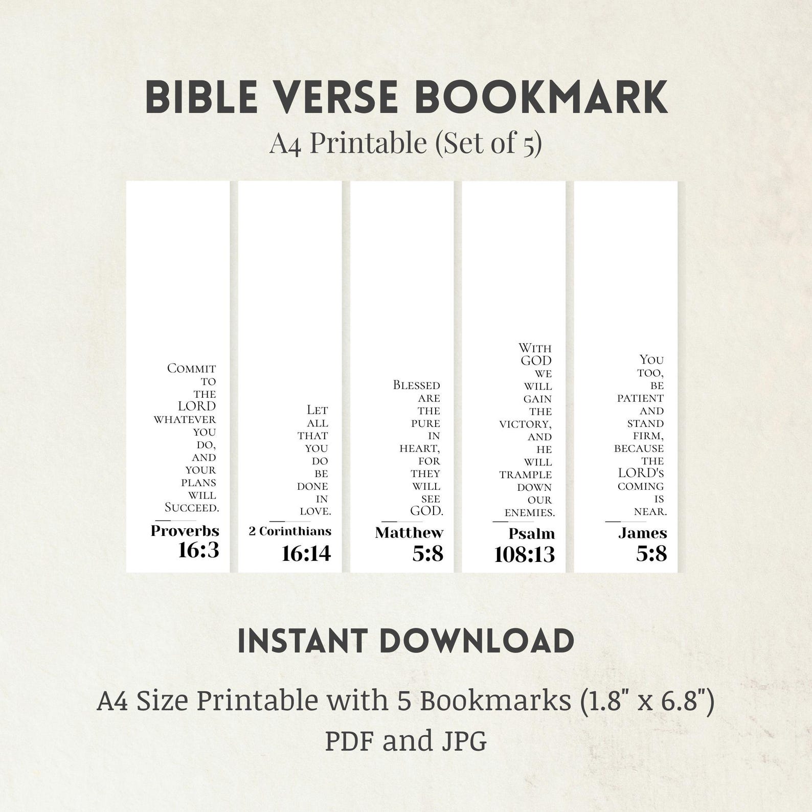 Bible Verse Bookmarks Set | Christian Printable | Scripture Bookmarks ...