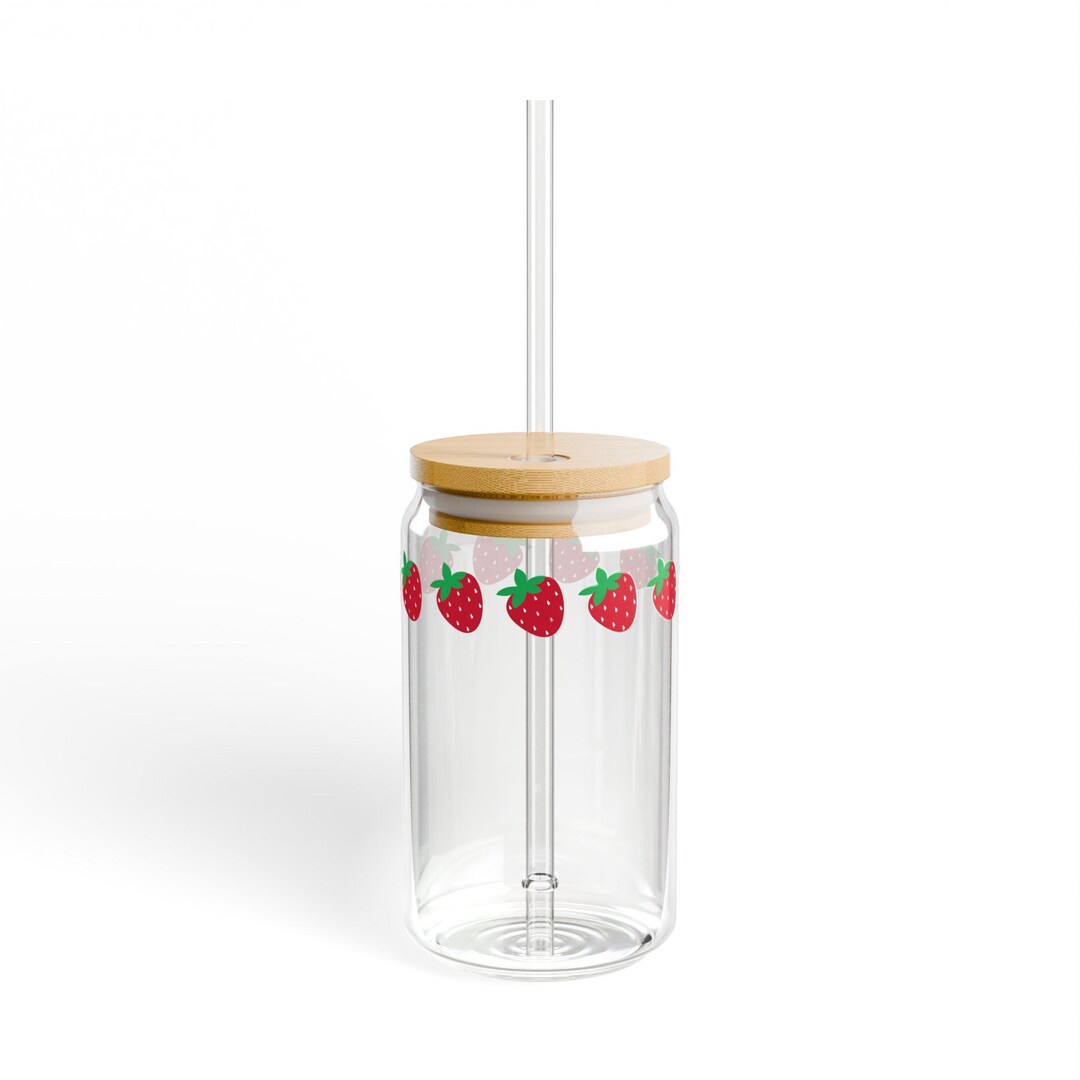 Nana Inspired Strawberry Sipper Glass - 16oz Eco-friendly Drinkware for ...