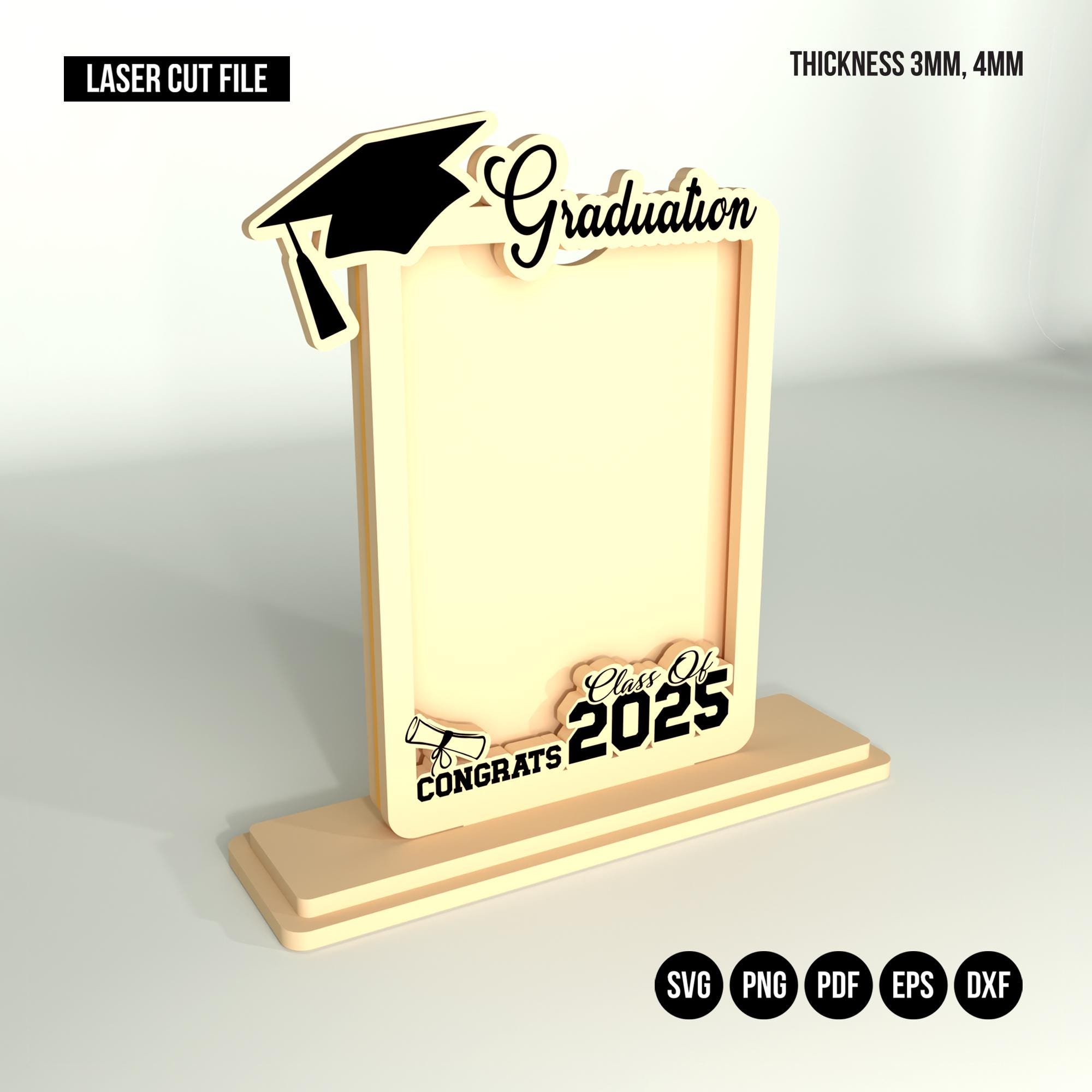 Graduation Picture Frame Laser Cut File, Class of 2025 Photo Frame SVG ...