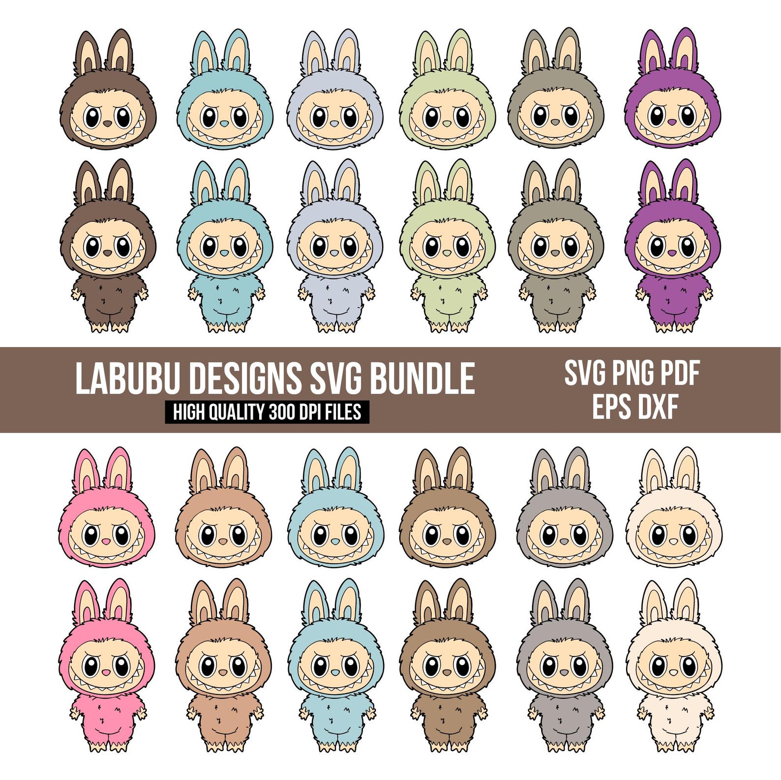 Labubu Designs SVG Bundle, Labubu Clipart, Labubu PNG, Cute Labubu ...