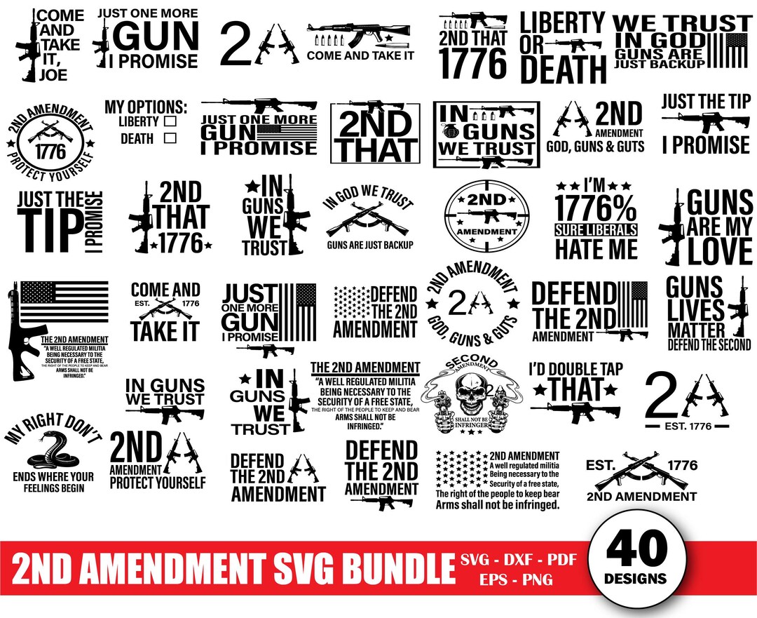 2nd Amendment SVG Bundle, Patriotic Gun Rights & Military Shirt Svg, Veterans Day Svg, Defend ...