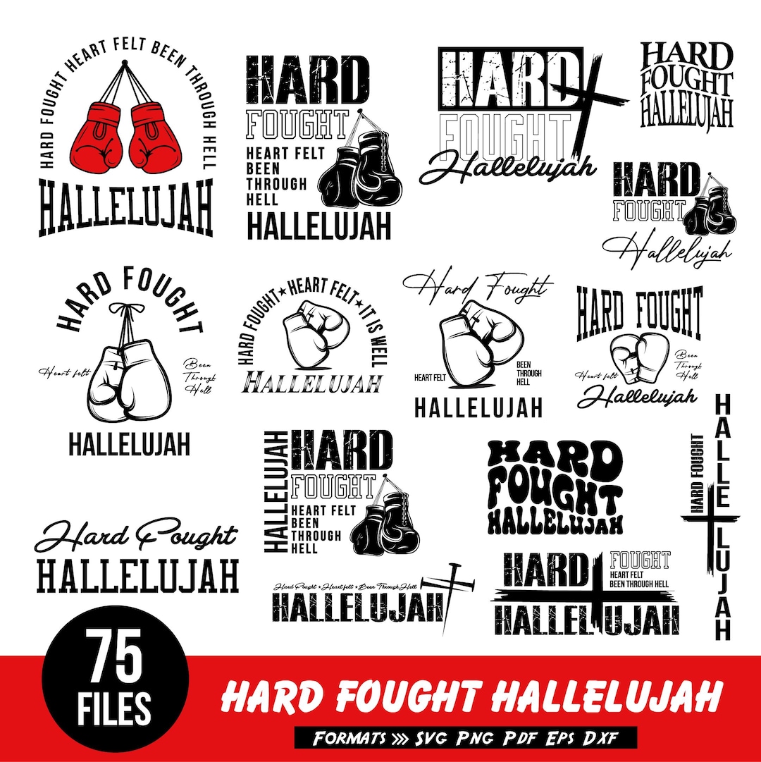 Hard Fought Hallelujah Svg PNG Bundle, Christian Svg Png, Retro Faith ...