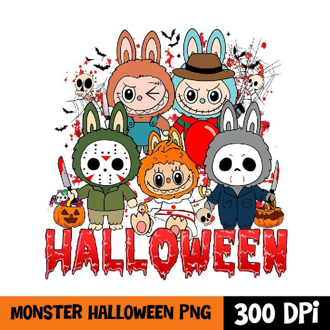 Labubu Monster Doll Horror Friends Png, Horror Cartoon Png, Kawaii ...