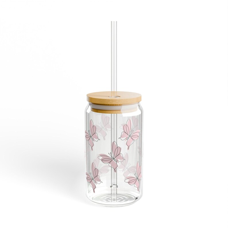Butterfly Glass Sipper, Eco-friendly 16oz Jar With Straw, Tea Lover ...