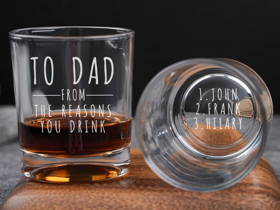 Personalized Bonus Dad Whiskey Glass, Dad Gift Glass, Stepdad Whiskey ...