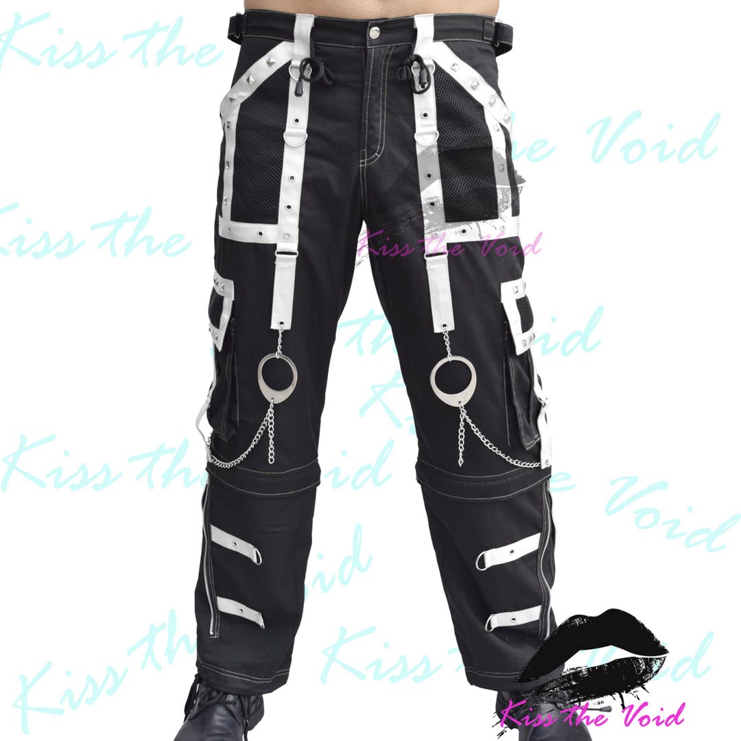 Men's Gothic Cargo Pants – EMO Baggy Black Trousers With Zippers and ...