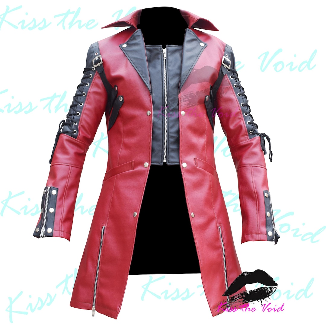 Vampire Leather Coat - Gothic Military Style Blood Red Coat - Steampunk ...