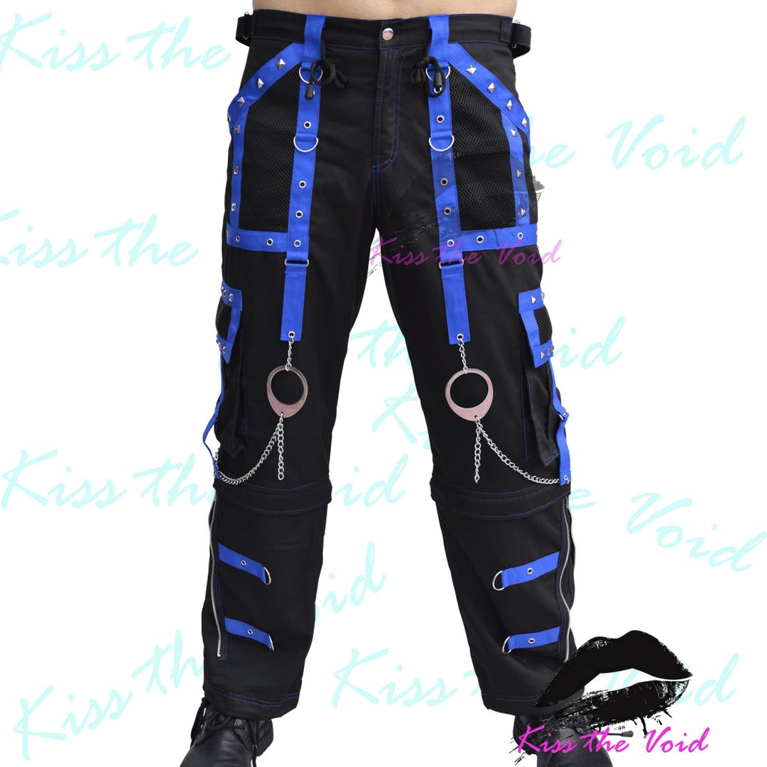 EMO Gothic Cotton Cargo Pants - Baggy Black Trousers With Zippers ...