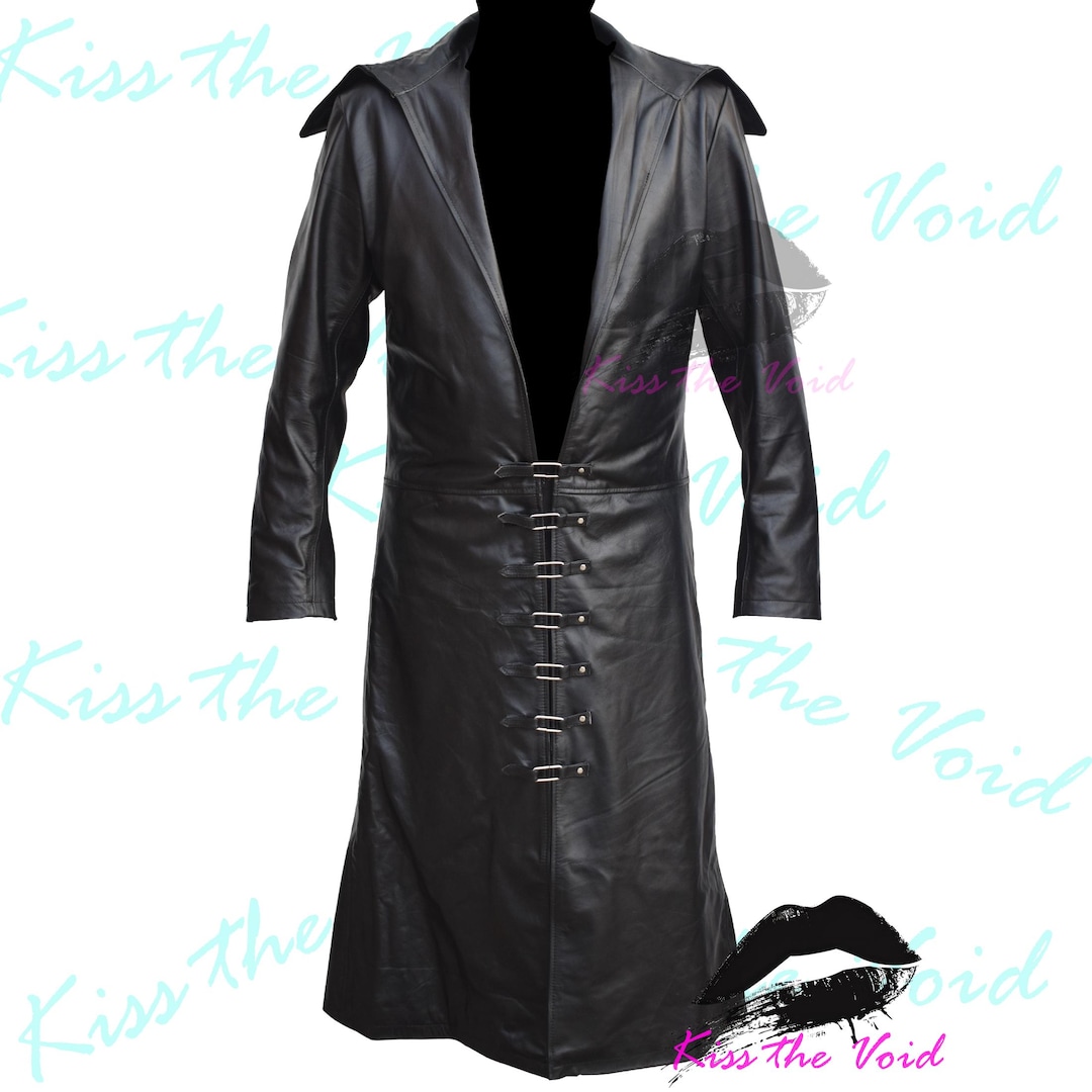 Vampire Slayer Bondage Long Coat - Black Genuine Leather Gothic Trench ...