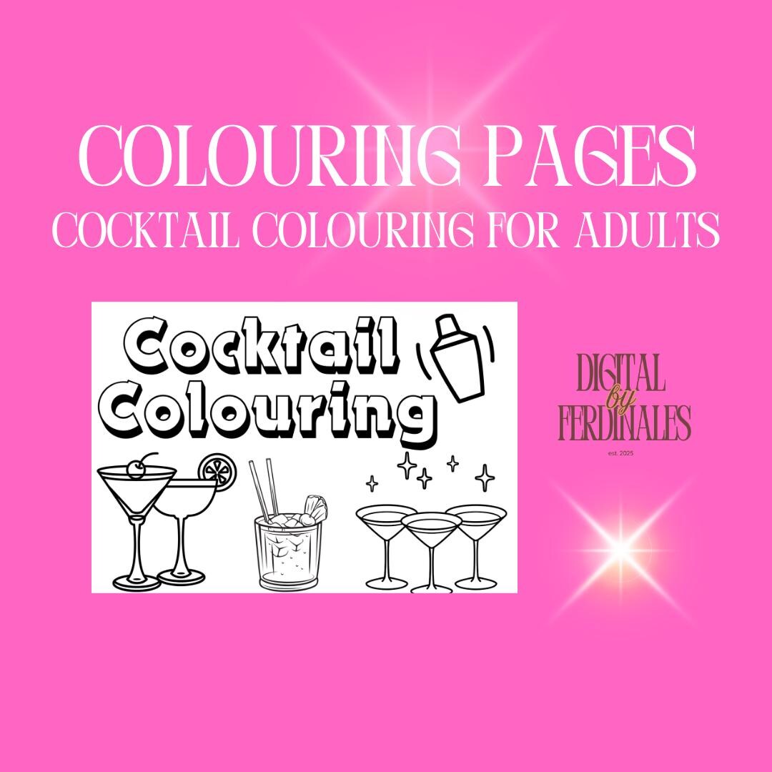 Cocktail Colouring Pages - Created for Adults. - Etsy