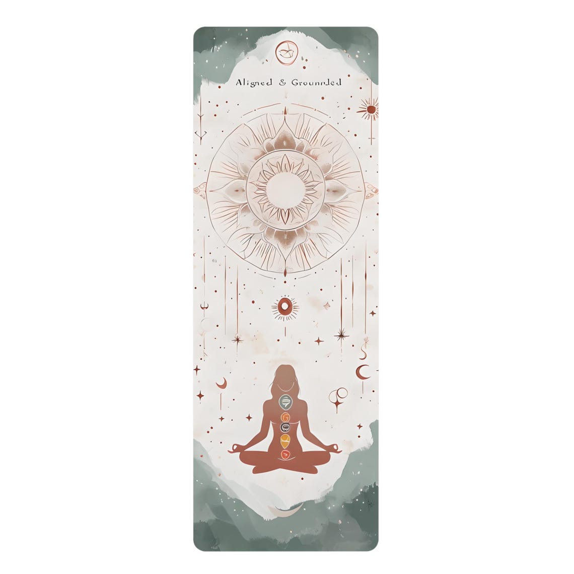 Boho Yoga Mat – Celestial Mandala Design | Non-slip Rubber Mat for ...