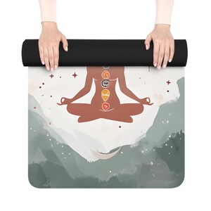 Boho Yoga Mat – Celestial Mandala Design | Non-slip Rubber Mat for ...