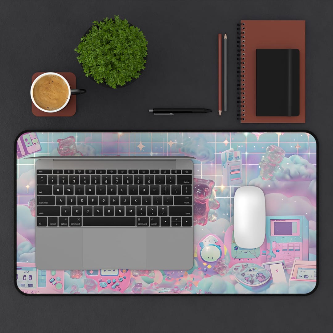 Pastel Gummy Bear Desk Mat – Dreamcore Clouds, Rainbows & Retro Y2K ...