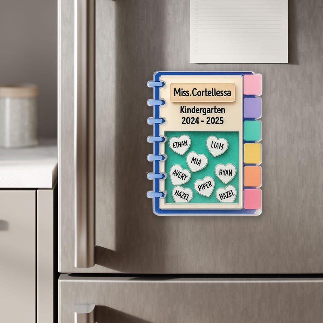 Custom Teacher Notebook Shaker Magnet – Heart Name Keepsake for ...