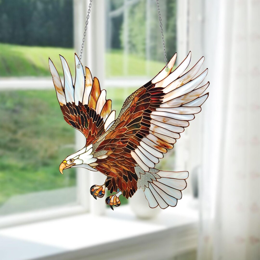 Bald Eagle Window Hanging, Majestic Flying Bird Ornament for Patriotic ...