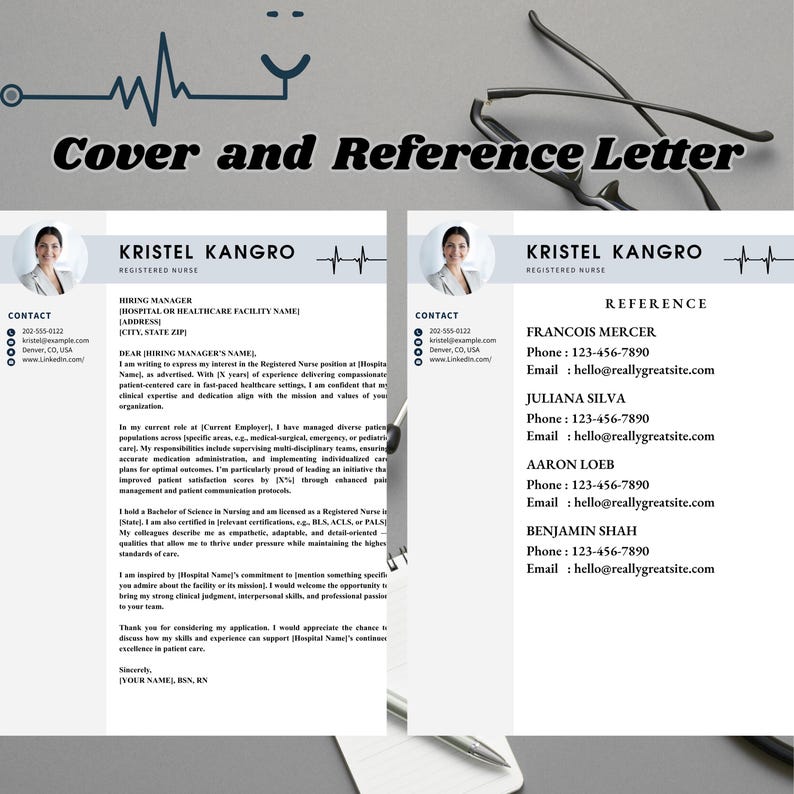 Nurse Resume Template | Bewerbungsvorlagen Word + Canva Editable CV ...