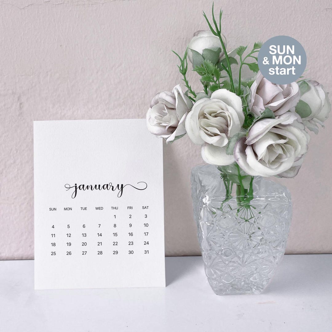 2026 Printable Desk Calendar | Minimalist Desk Calendar | Calligraphy ...