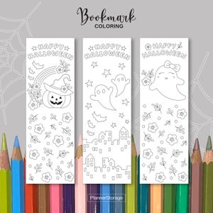 Happy Halloween Printable Coloring Bookmark for Kids Activity I Trick ...