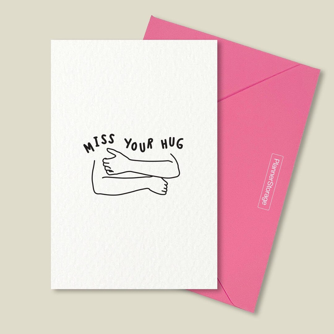 Miss Your Hug Drawing Line Art Printable Card, Miss You Card, Think of ...