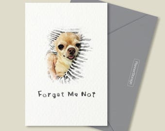 Printable Forget Me Not Dog Miss You Card, Greeting Card, Love Card ...