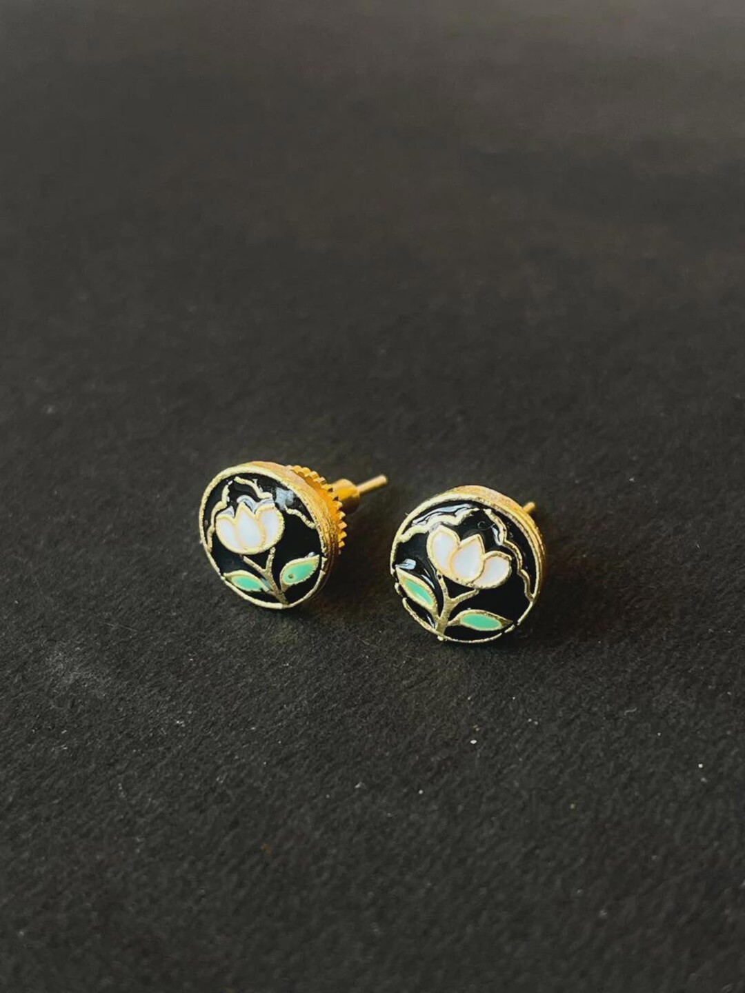 Meenakari Floral Print Small Stud Earring - Etsy