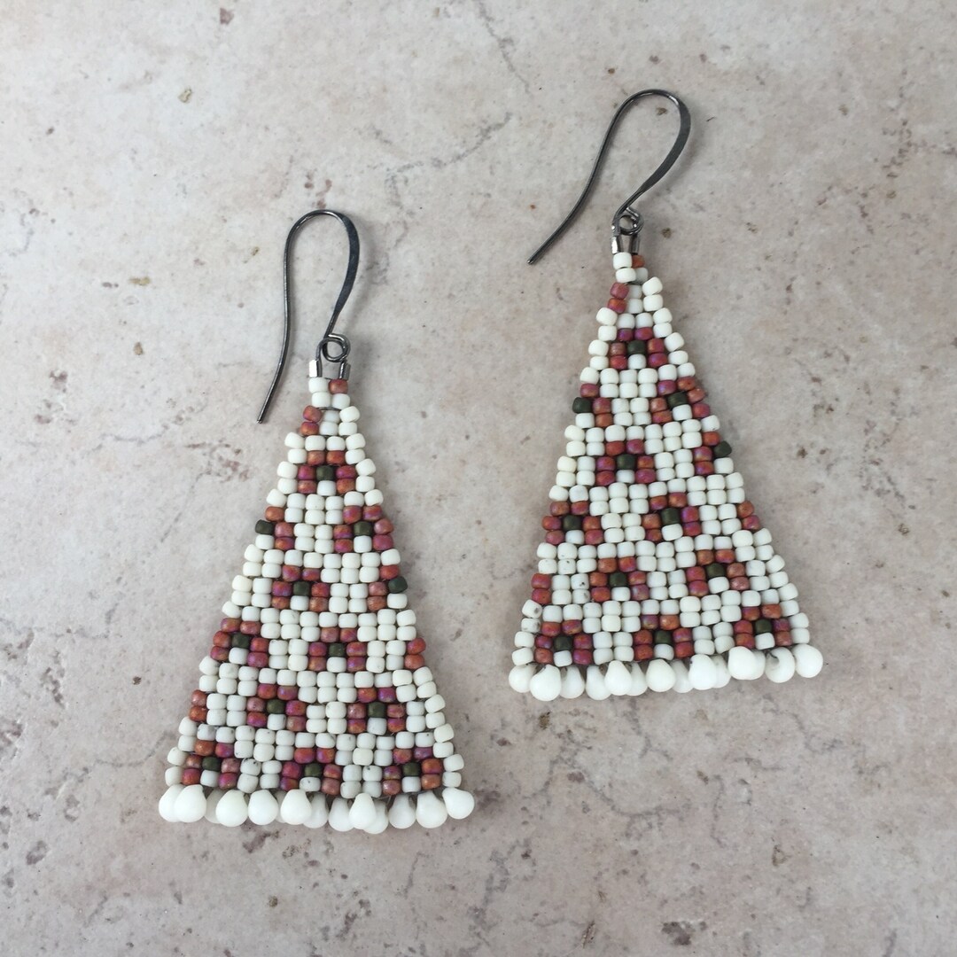 Two Drop Triangular Seed Bead Drop Earrings - Etsy