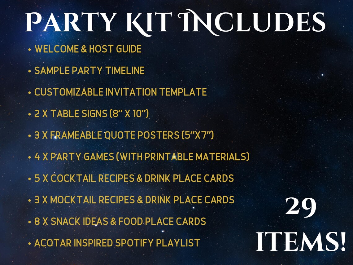 ACOTAR Party Kit: Customizable Invitation, Games, & Decor (digital ...