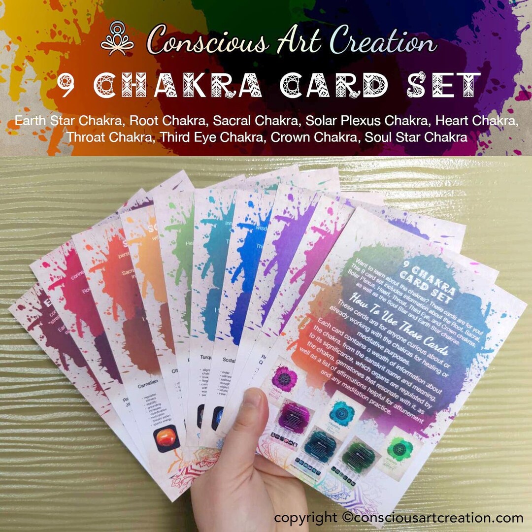 9 Chakra Card Set - Helpful Information About Chakras Including the ...