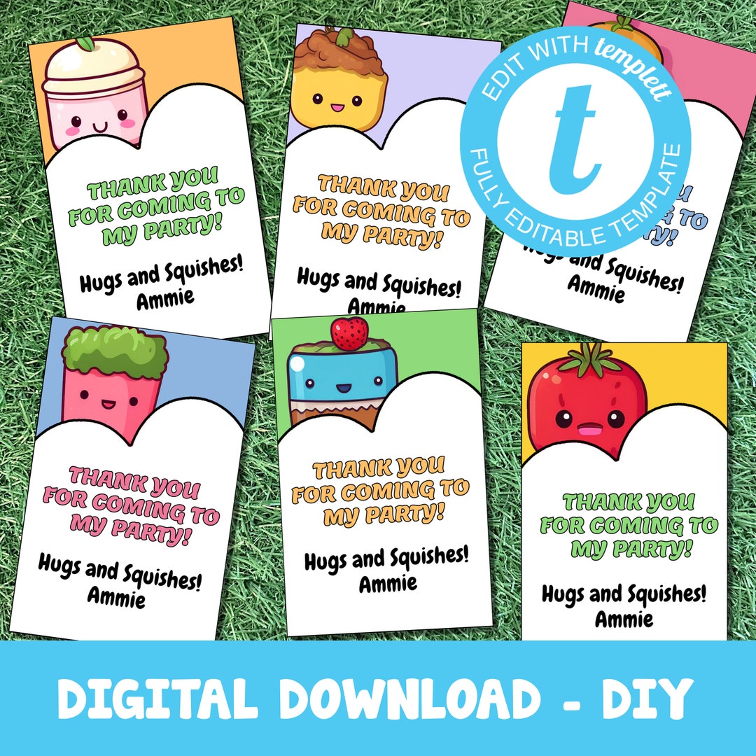 Print Your Own Squish Birthday Favors for Class or Home Parties - You ...