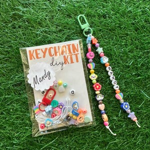 Personalized Name Keychain Kit - DIY Hearts and Flowers Beaded Party ...
