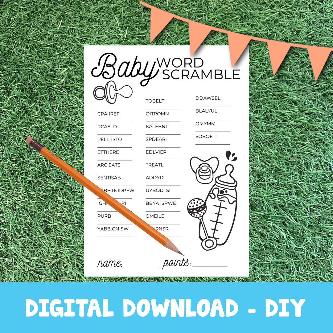 Baby Scramble Game for Baby Shower - Fun Baby Shower Party Game ...