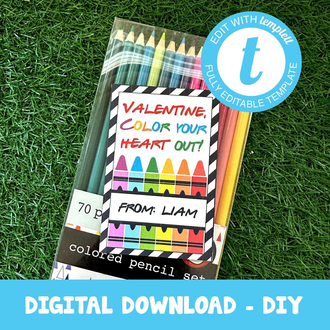 Print Your Own Color Your Heart Valentines Cards. Pair With Colors ...
