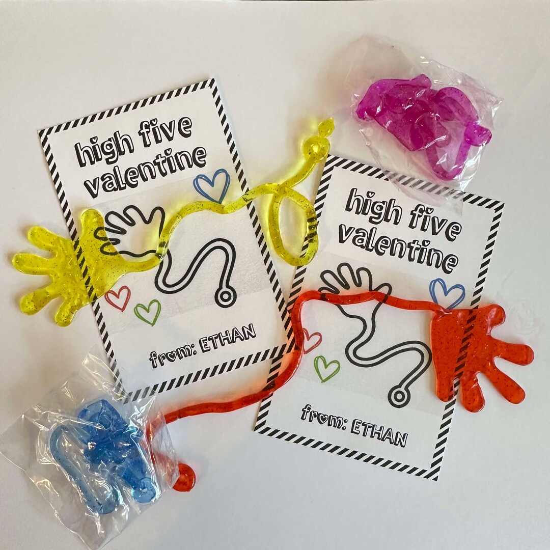 High Five Valentine's Day Classroom Party Favors With Sticky Hand Toy ...