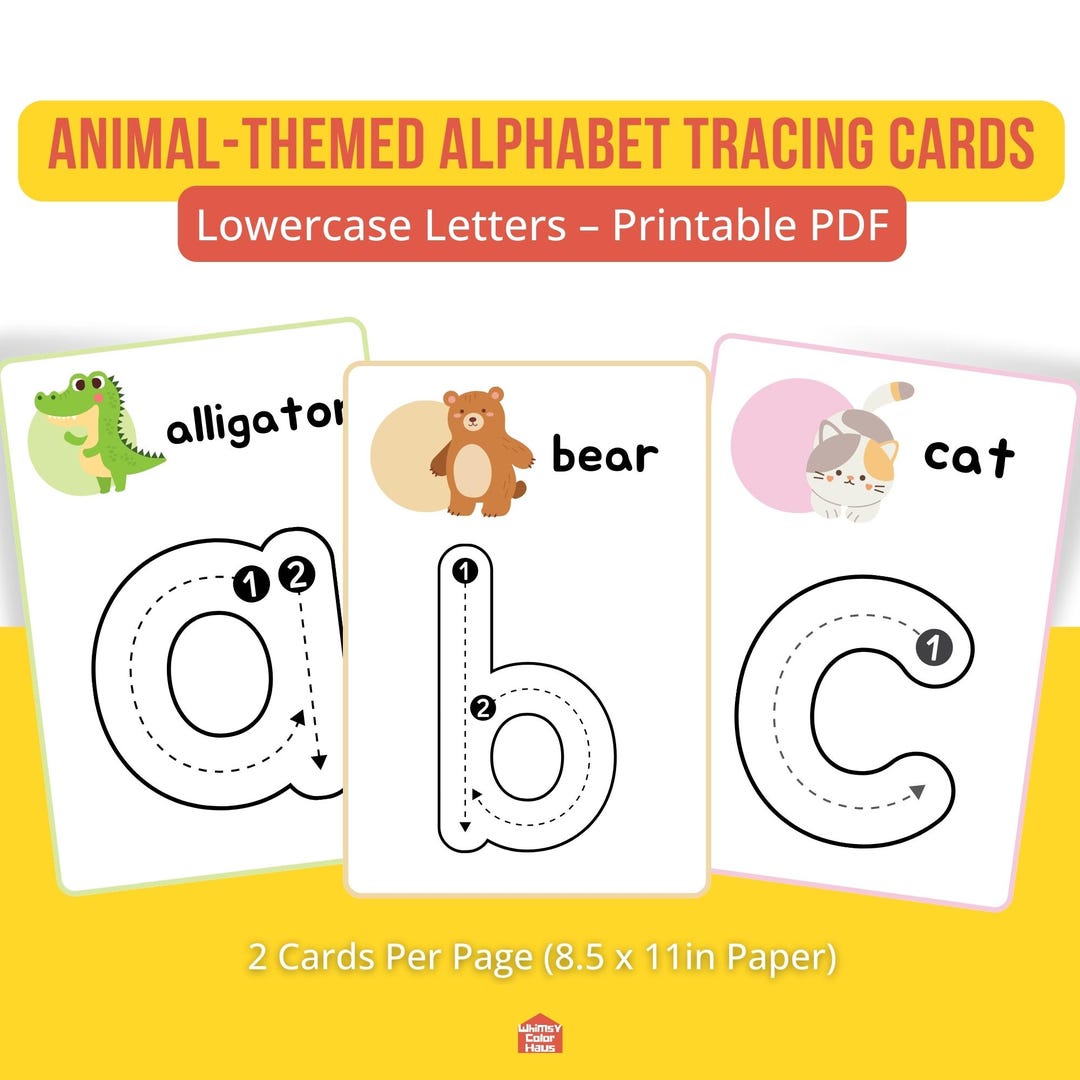 Alphabet Tracing Cards Animal Lowercase Letters, Alphabet Mats ABC ...