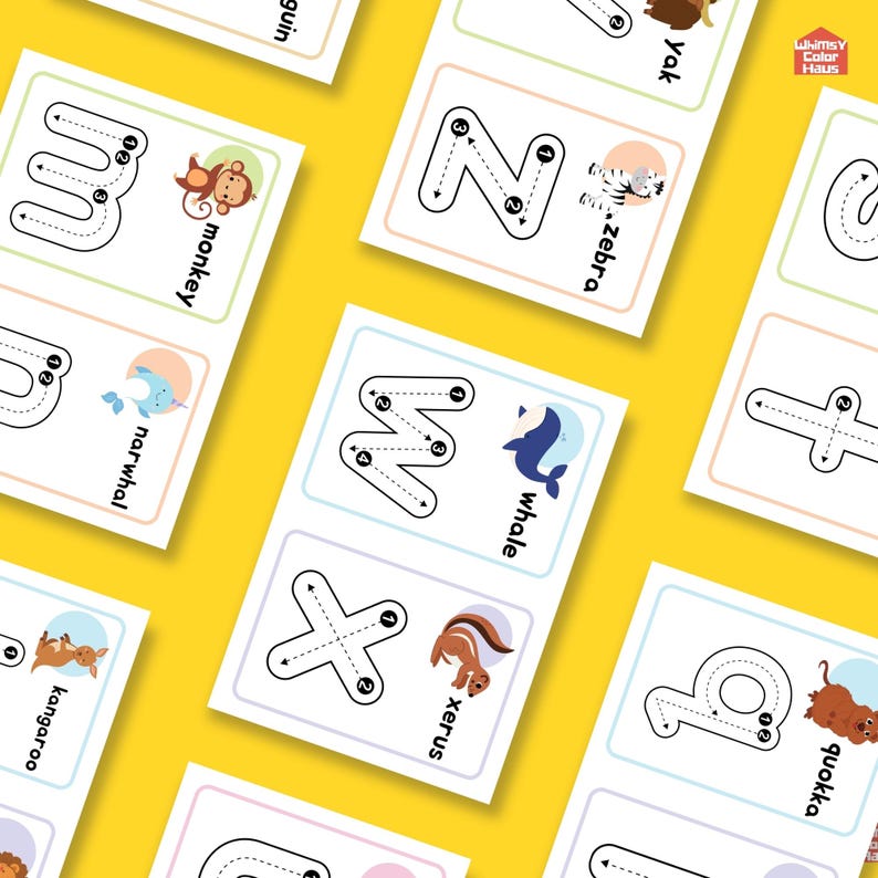Alphabet Tracing Cards Animal Lowercase Letters, Alphabet Mats ABC ...