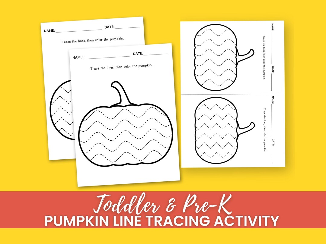 Printable Pumpkin Line Tracing and Coloring Sheets, Fall Daycare ...