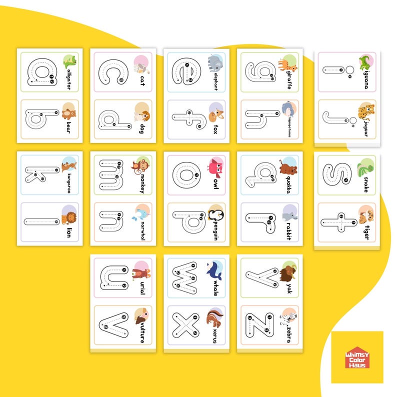 Alphabet Tracing Cards Animal Lowercase Letters, Alphabet Mats ABC ...