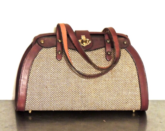 Vintage Leather & Tweed Purse - 1940s-50s John Romain Designer ...