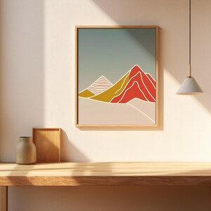 Modern Mountain Decor, Minimalist Mountain Art, Geometric Mountain ...