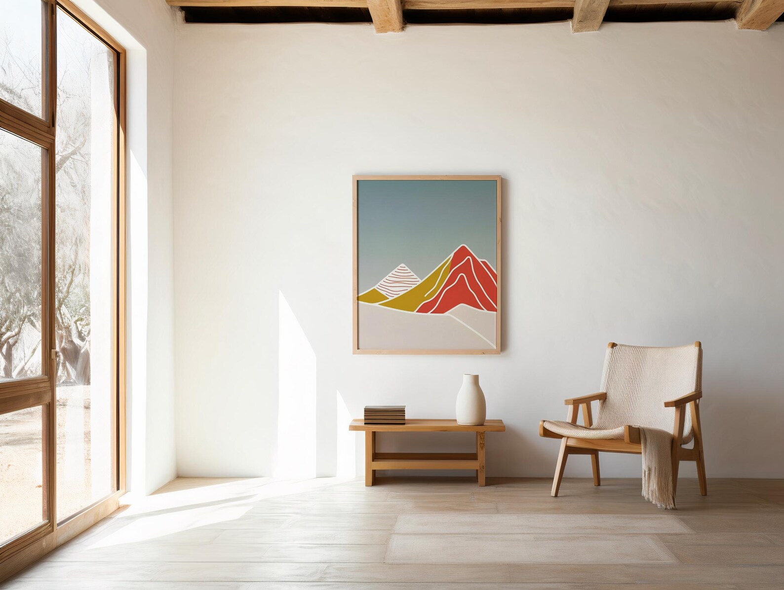 Modern Mountain Decor, Minimalist Mountain Art, Geometric Mountain ...