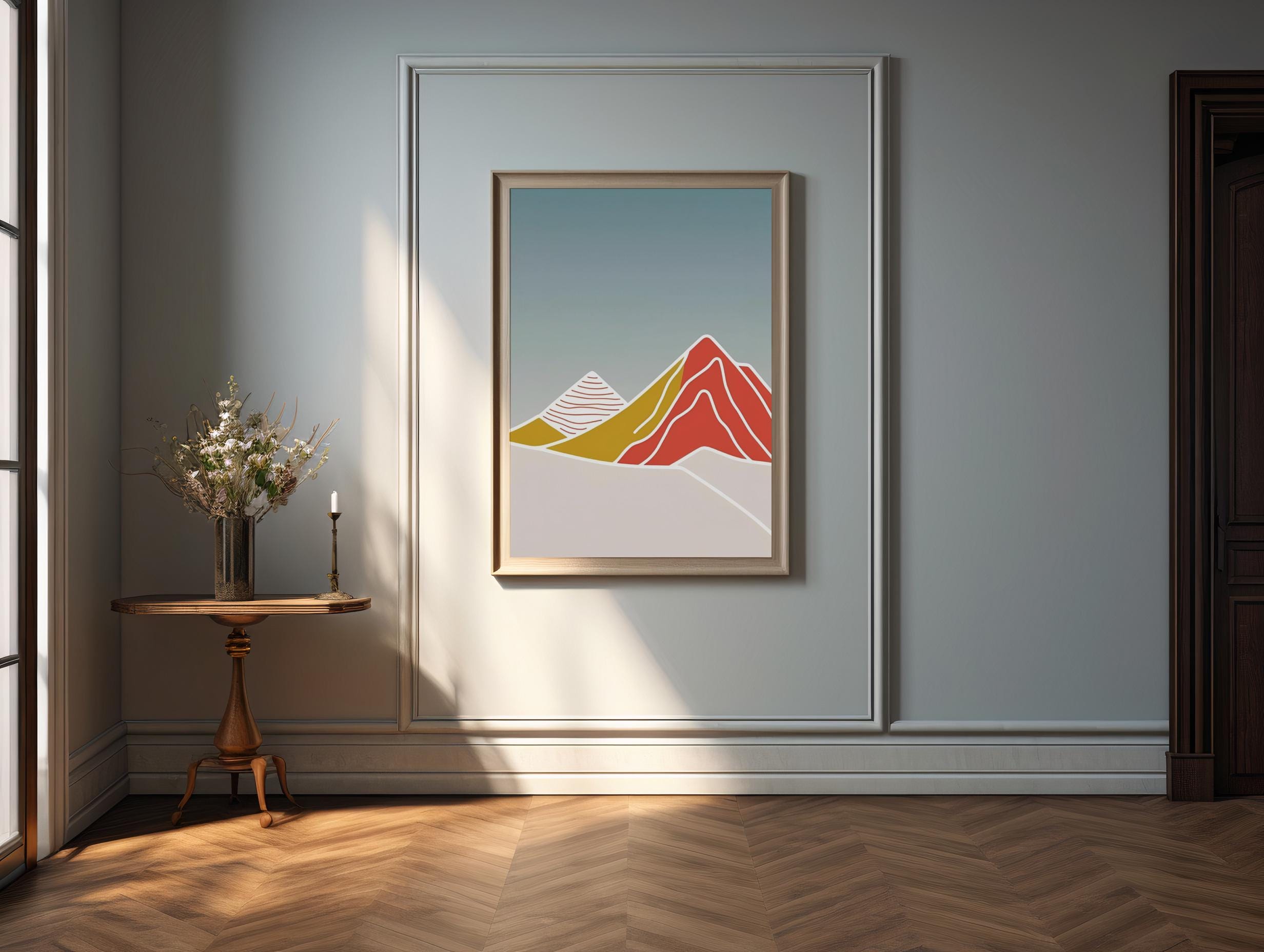 Modern Mountain Decor, Minimalist Mountain Art, Geometric Mountain ...