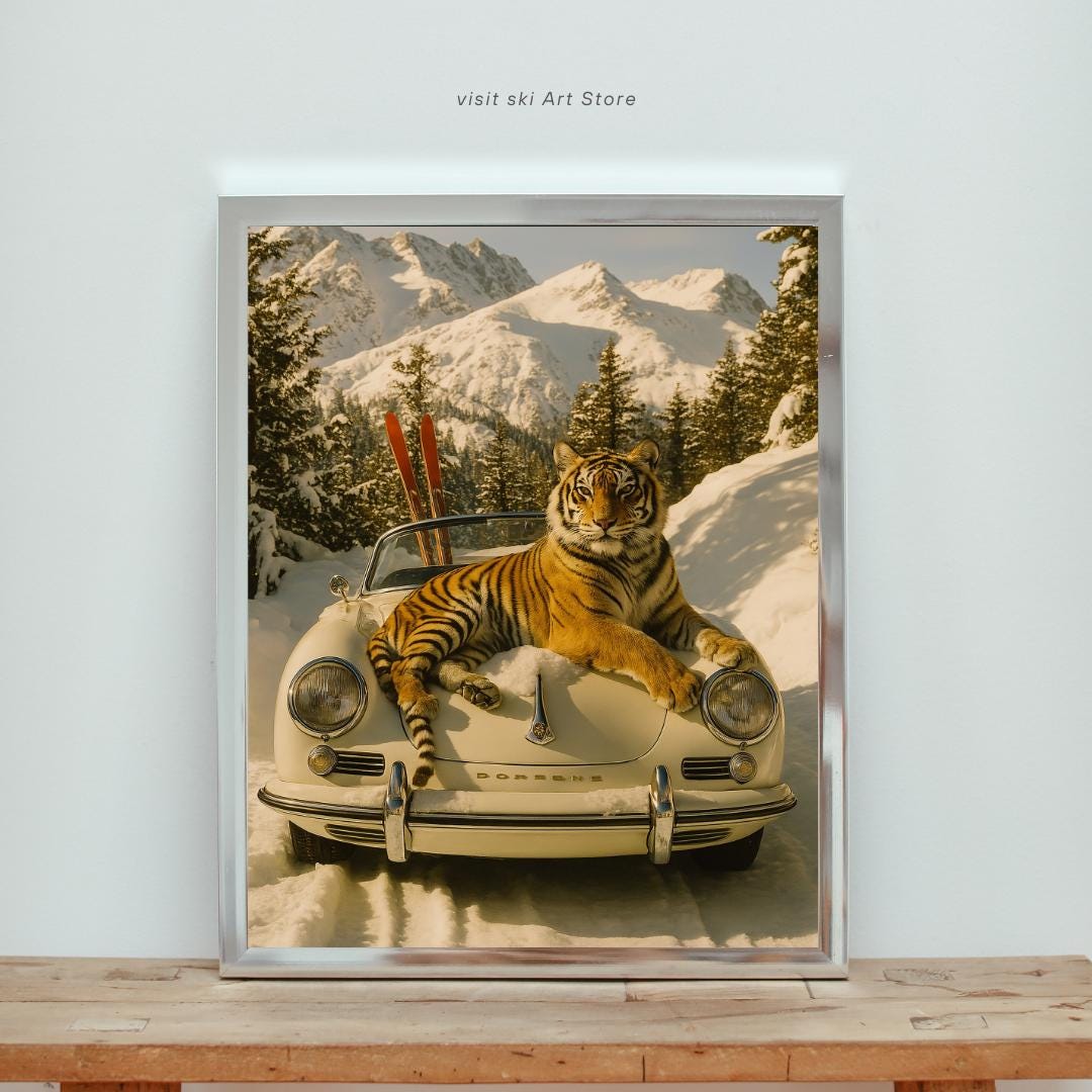 Tiger on Porsche – Classy Alpine Poster - Etsy