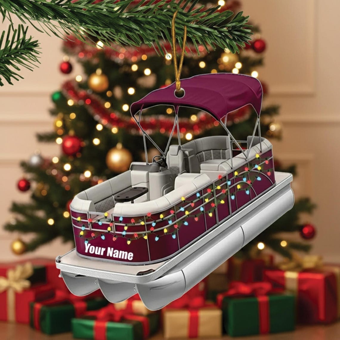 Personalized Pontoon Boat Ornament – Custom Lake House Christmas Decor ...