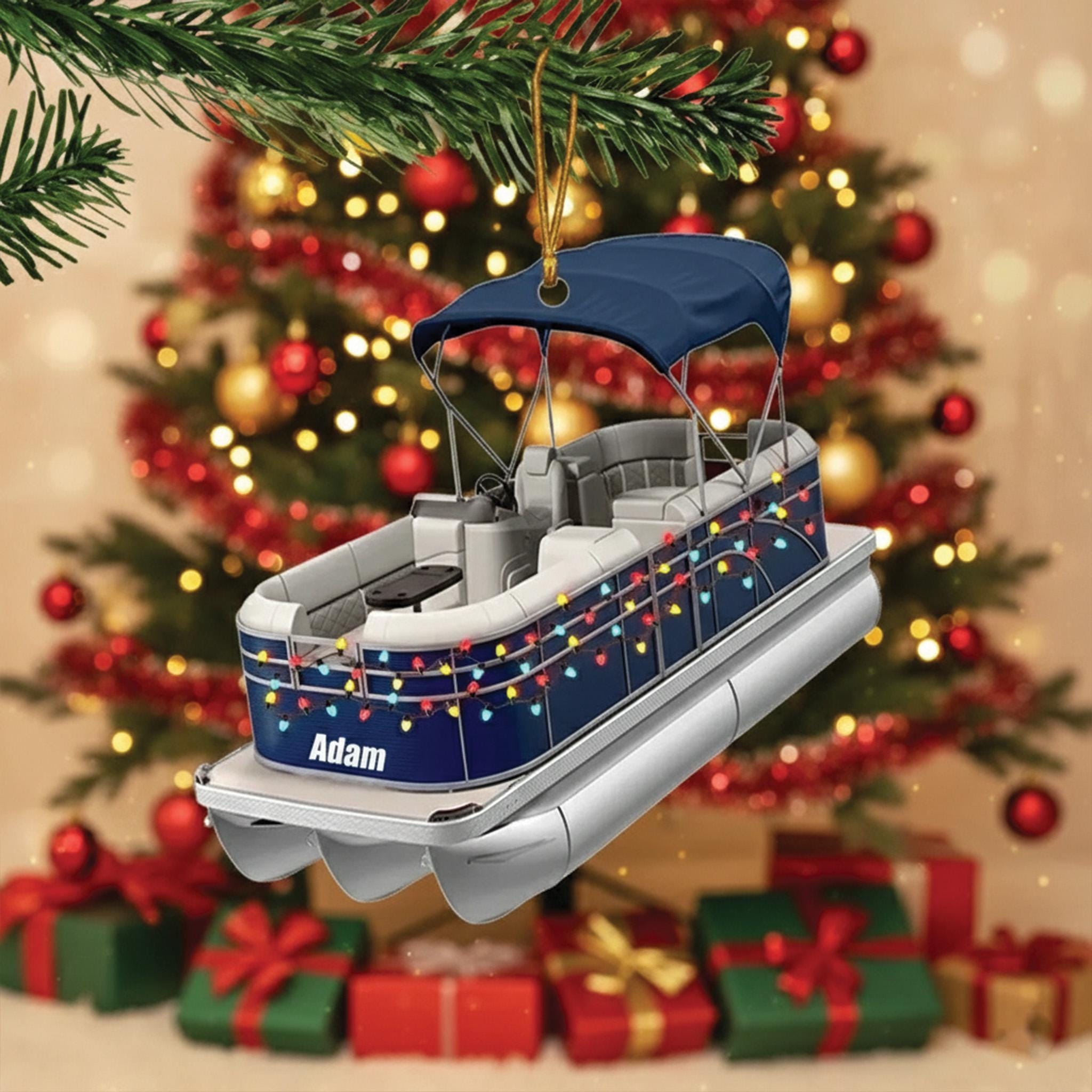Personalized Pontoon Boat Ornament – Custom Lake House Christmas Decor ...