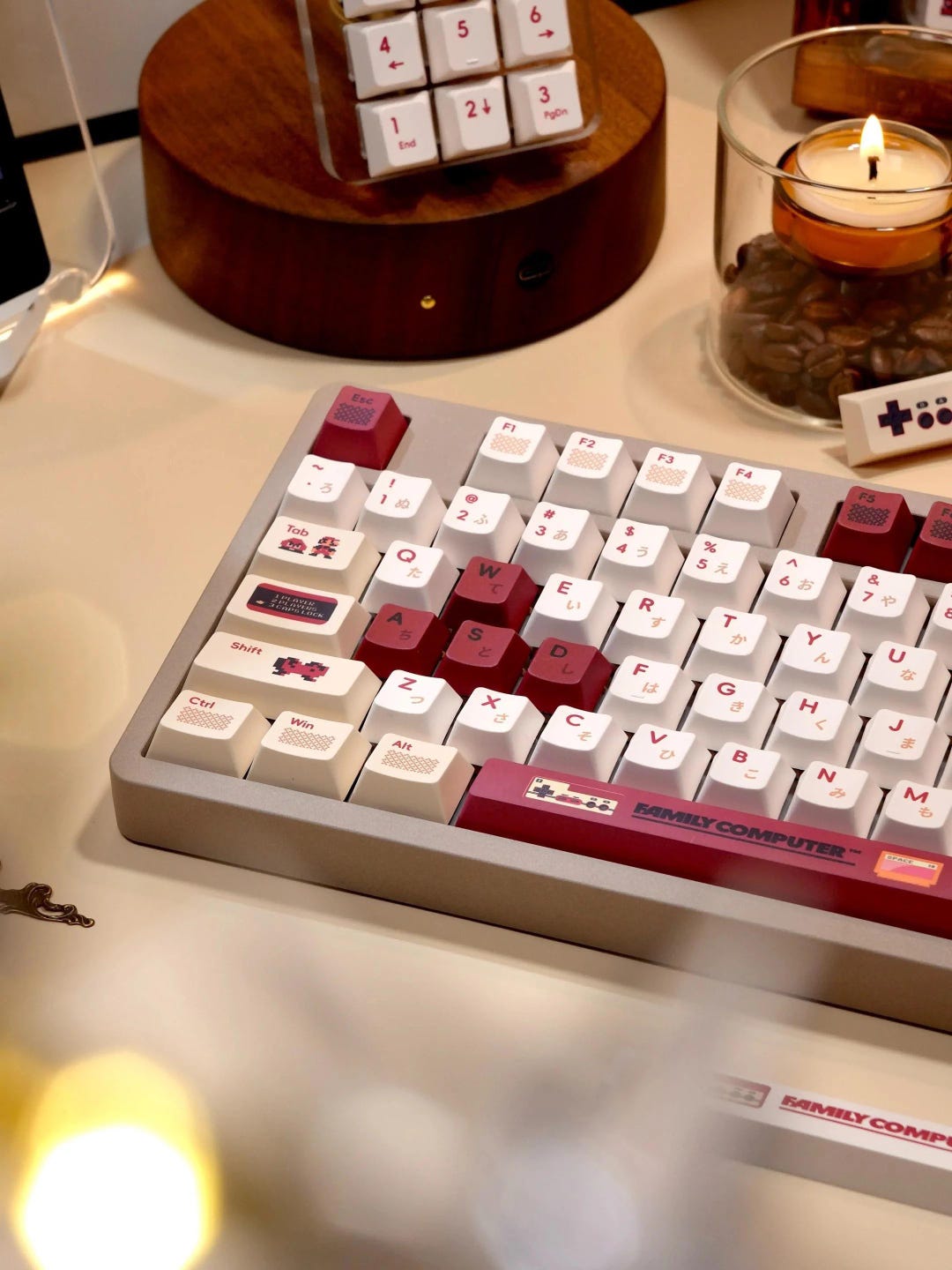Cool Red Backlit Retro Famicom Keycaps Set for Mechanical Keyboard ...