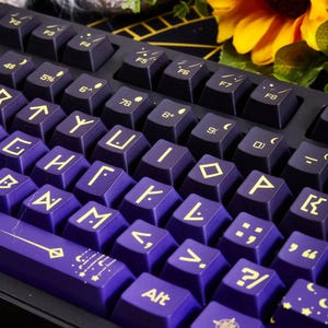 Purple Zodiac Theme Gradient Keycaps Set for Mechanical Keyboard ...