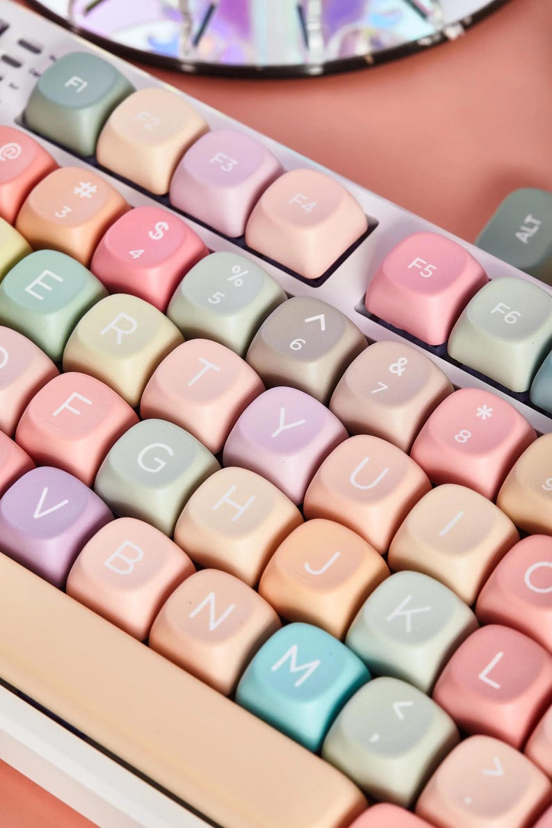 Cute Colorful Candy Theme PBT MOA Round Keycap Set for Mechanical ...