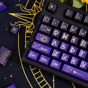 Purple Zodiac Theme Gradient Keycaps Set for Mechanical Keyboard ...