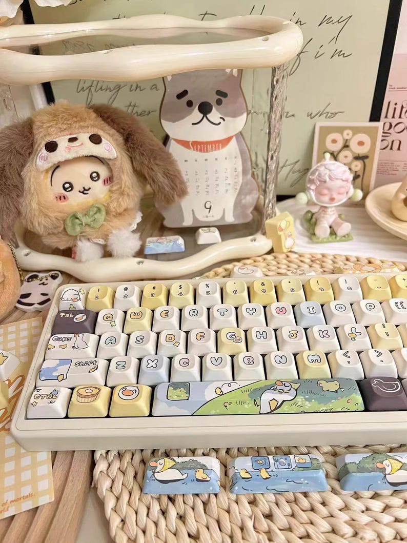 Cute Happy Duck Theme Artisan Keycap Set for Mechanical Keyboard ...